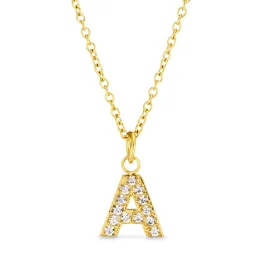 vedenkestävät a-kirjain zirkoni kaulaketju, jossa on riipus kullattu ...